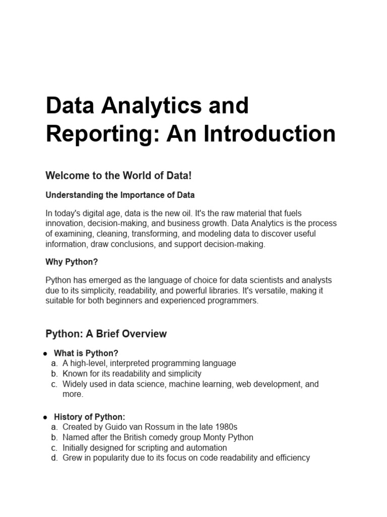 Data Analytics and Reporting - Notes Unit 1 and 2 | PDF