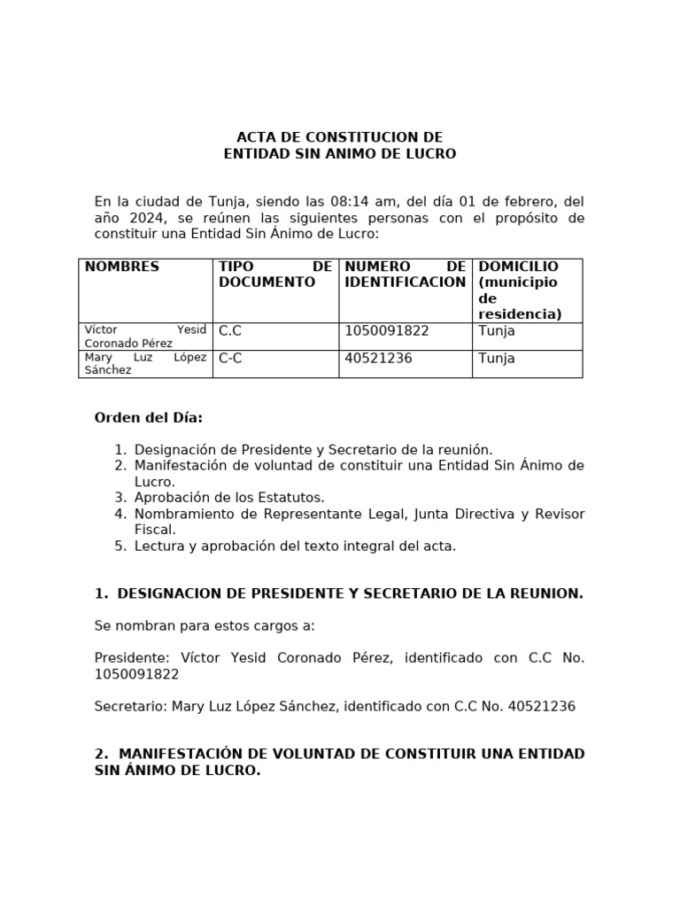 MODELO-ACTA-DE-CONSTITUCIÓN (4) | PDF