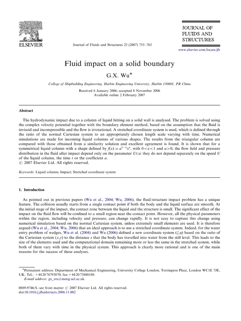 2-Fluid Impact On A Solid Boundary | PDF