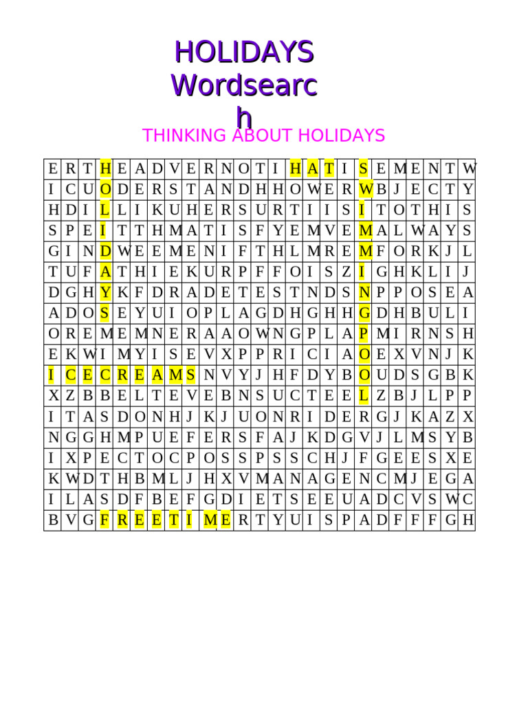 Soup of Letters of Holidays | PDF