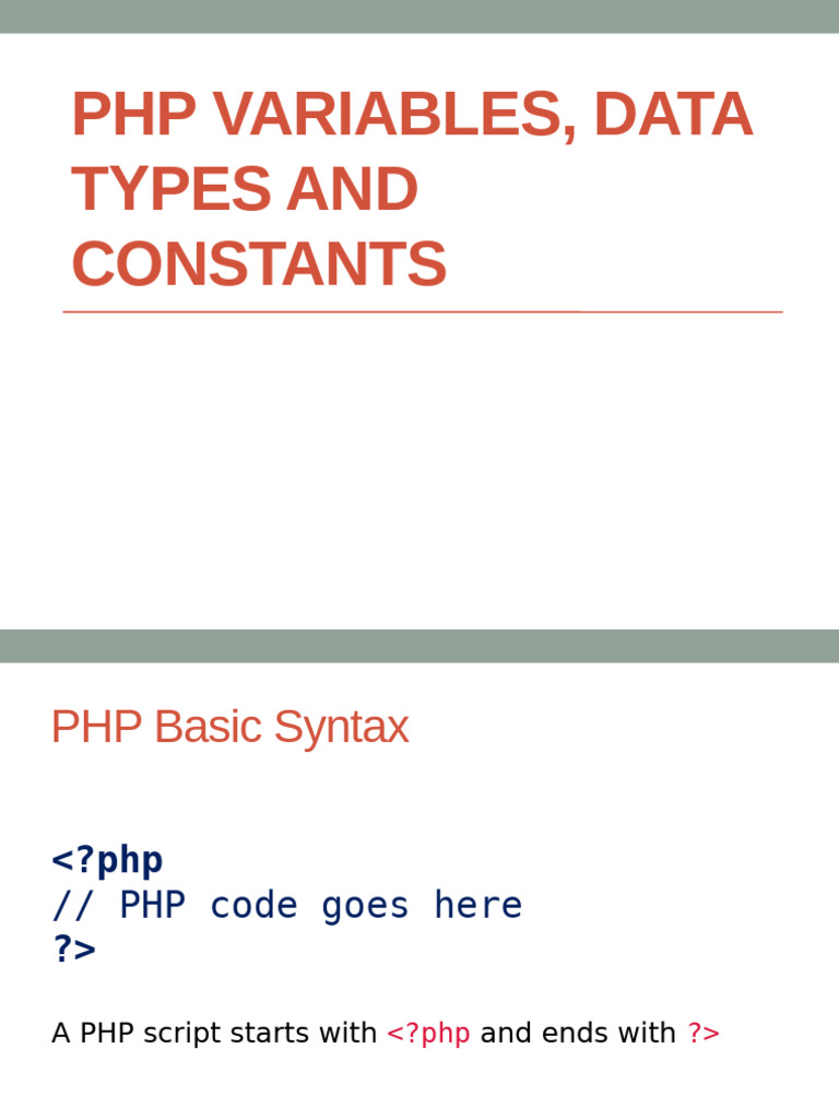 PHP Variables - Data Types and Constants | PDF