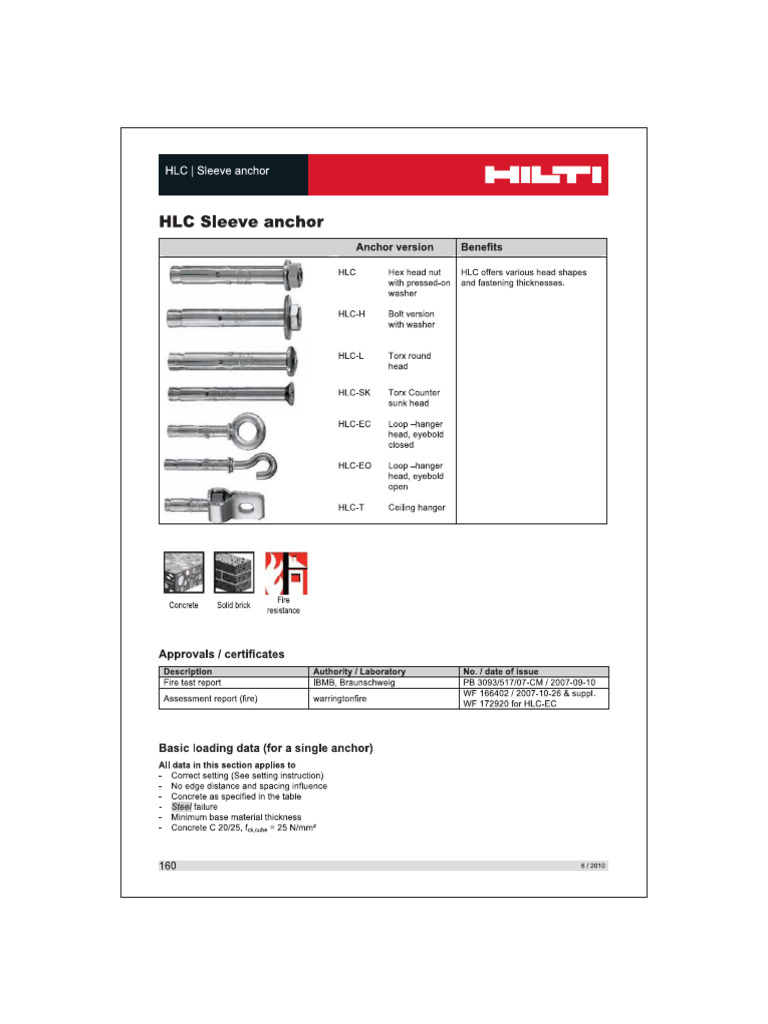 HILTI HLC Anchor PDF | PDF