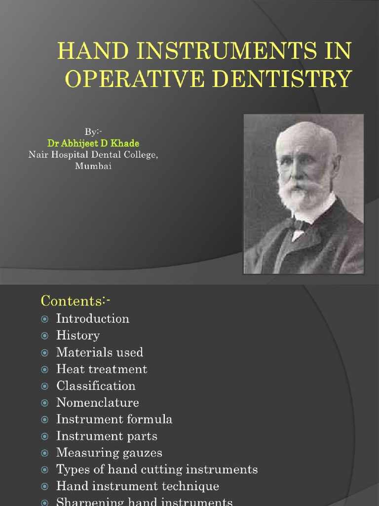 Hand Instruments in Operative Dentistry - 240103 - 142726 | PDF