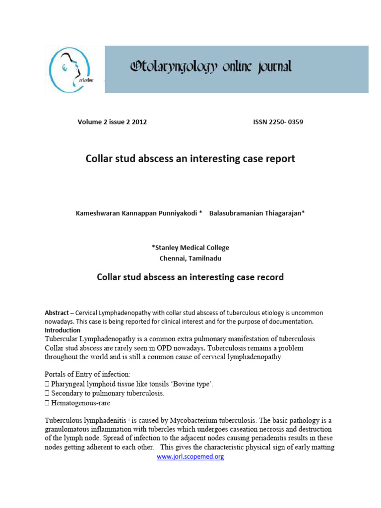 Collar Stud Abscess An Interesting Case Report | PDF