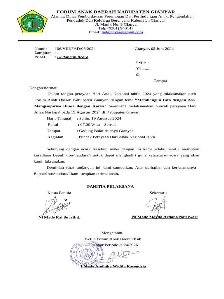 Surat Undangan Acara (Terlampir) | PDF