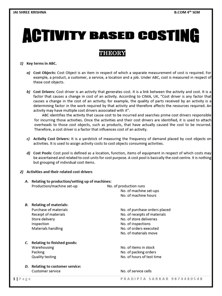 Cost II for Calcutta University | PDF