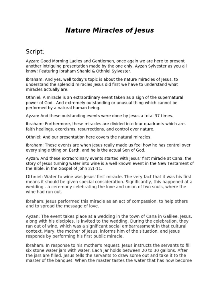 Nature Miracles of Jesus | PDF
