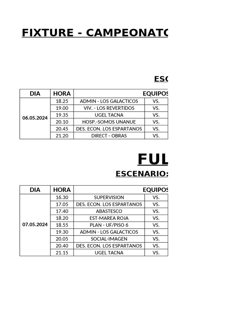 Fixture Original Corregido - 2024 | PDF