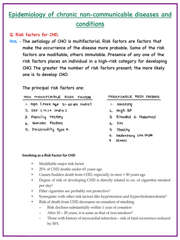 Epidemiology of Chronic Non-Communicable Diseases and | PDF