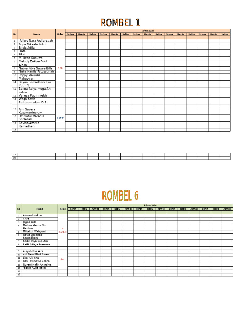 Absen Bimbel | PDF