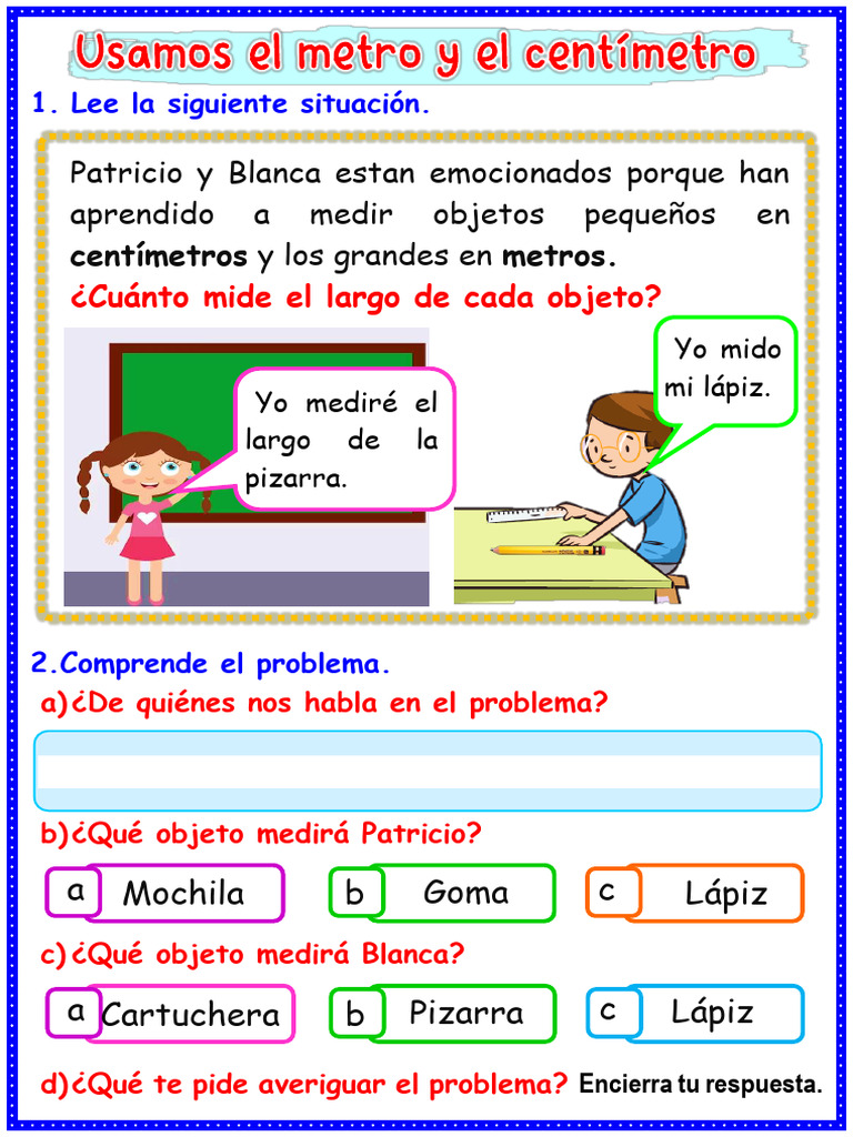 Ficha Medimos Usando El Metro y El Centimetro Maestra Janet | PDF