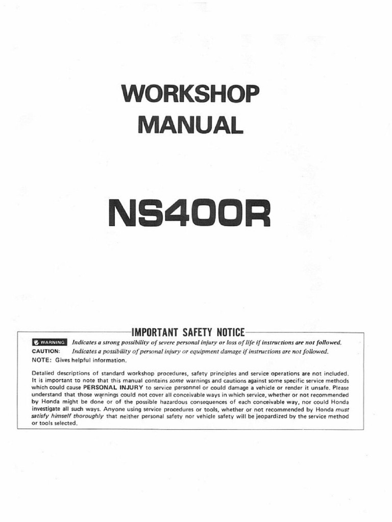 NS400R Complete Manual | PDF