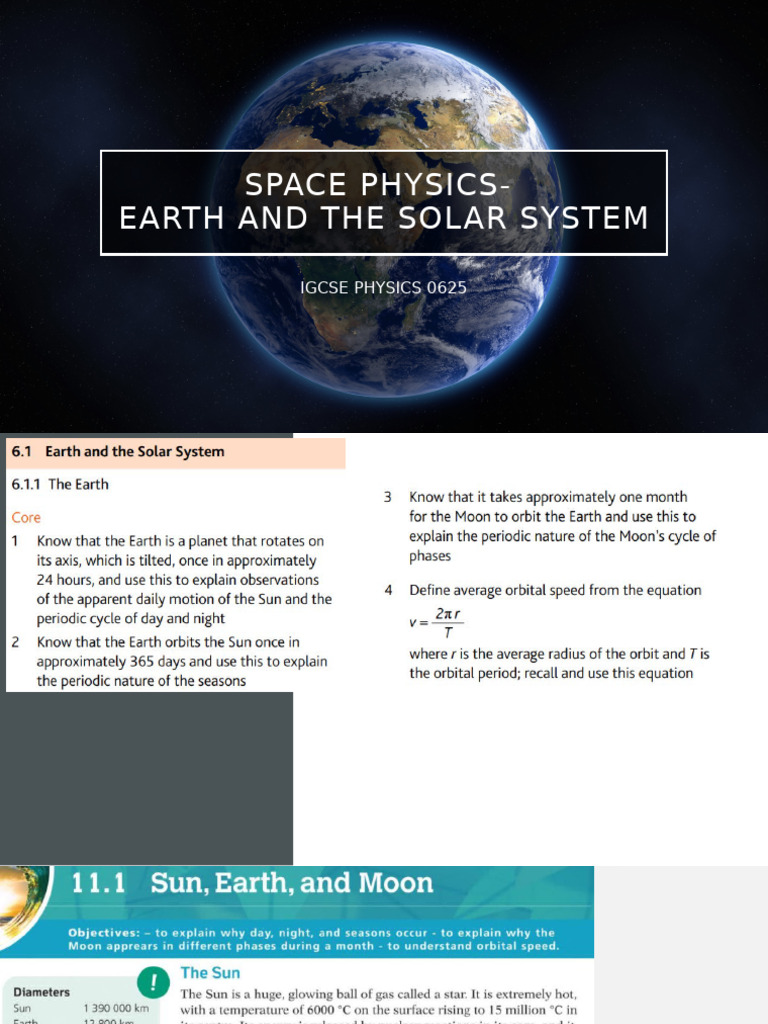 SPACE PHYSICS-Earth and Solar System 1 | PDF