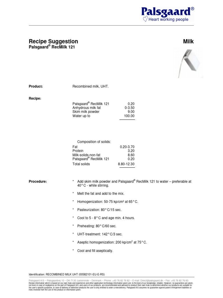 Palsgaard Recmilk 121 | PDF