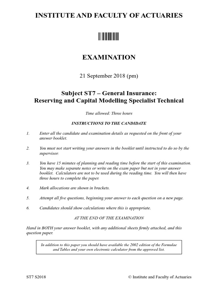 IandF ST7 201809 ExamPaper | PDF