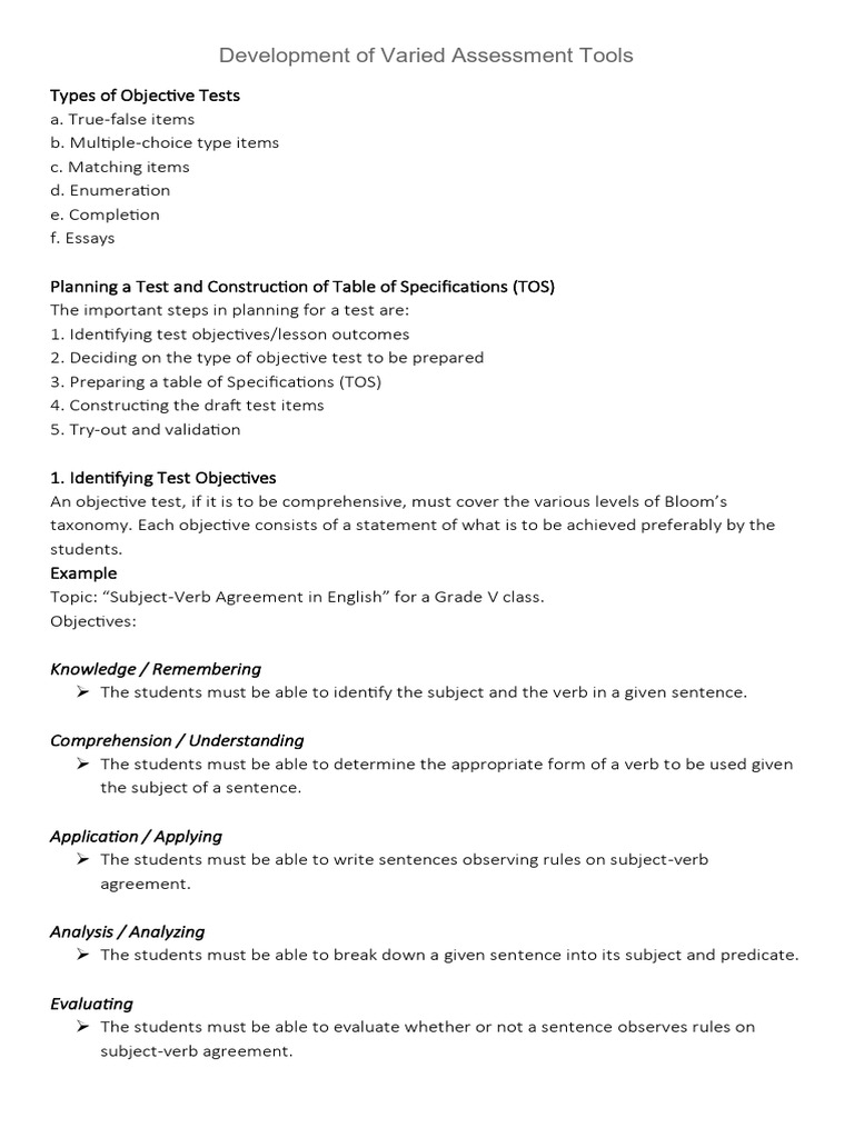 Development of Varied Assessment Tools | PDF
