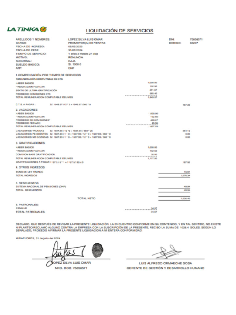 Reporte de Liquidación | PDF