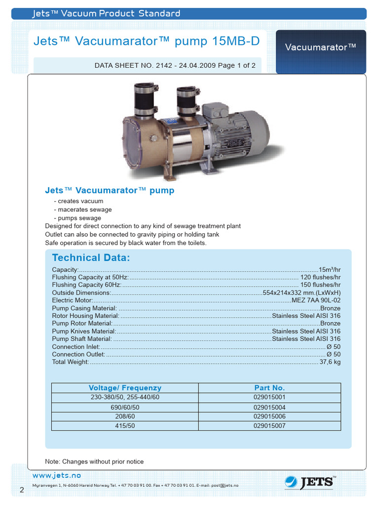 JETS Vacuumator 25MB-A | PDF