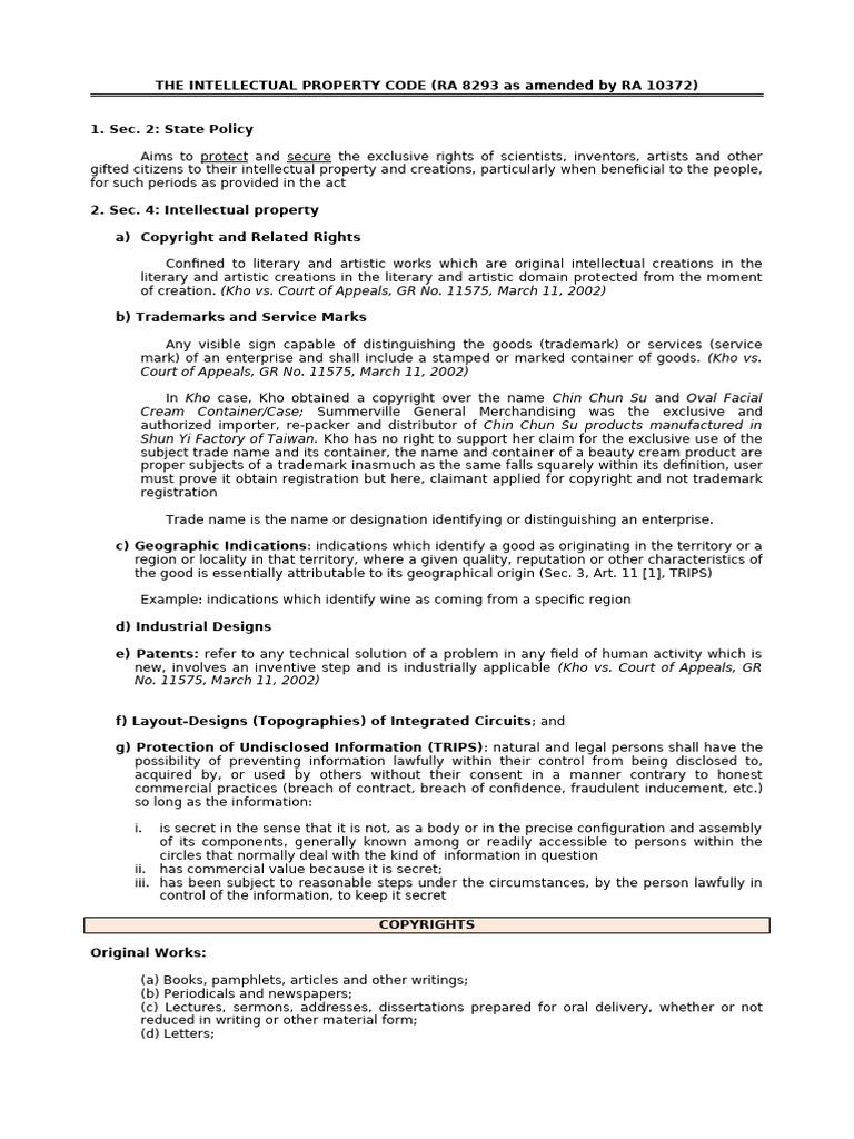 Overview of the Intellectual Property Code | PDF | Patent Application | Law