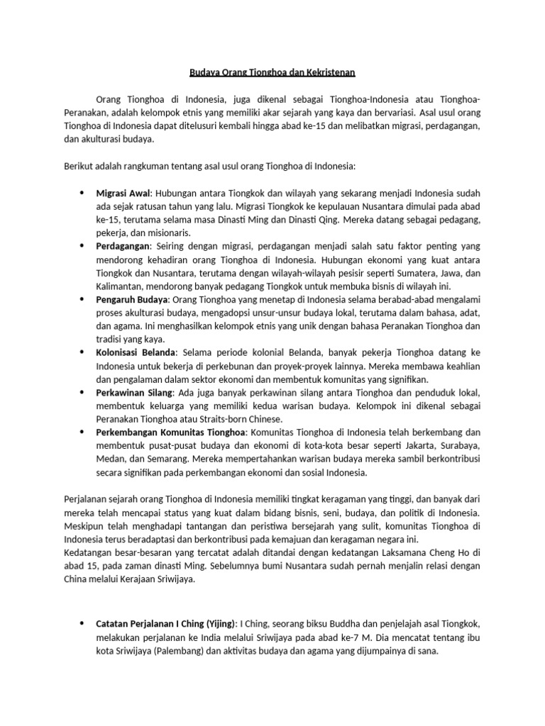 Orang Tionghoa Di Indonesia | PDF