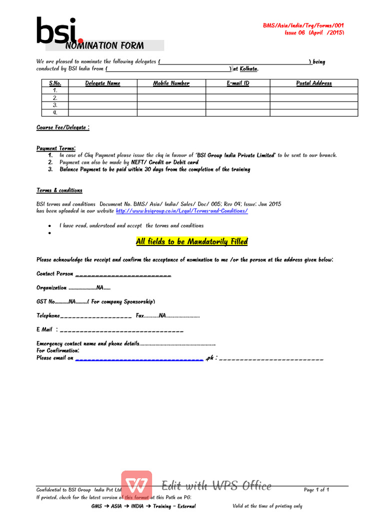 New-Training Nomination Form | PDF