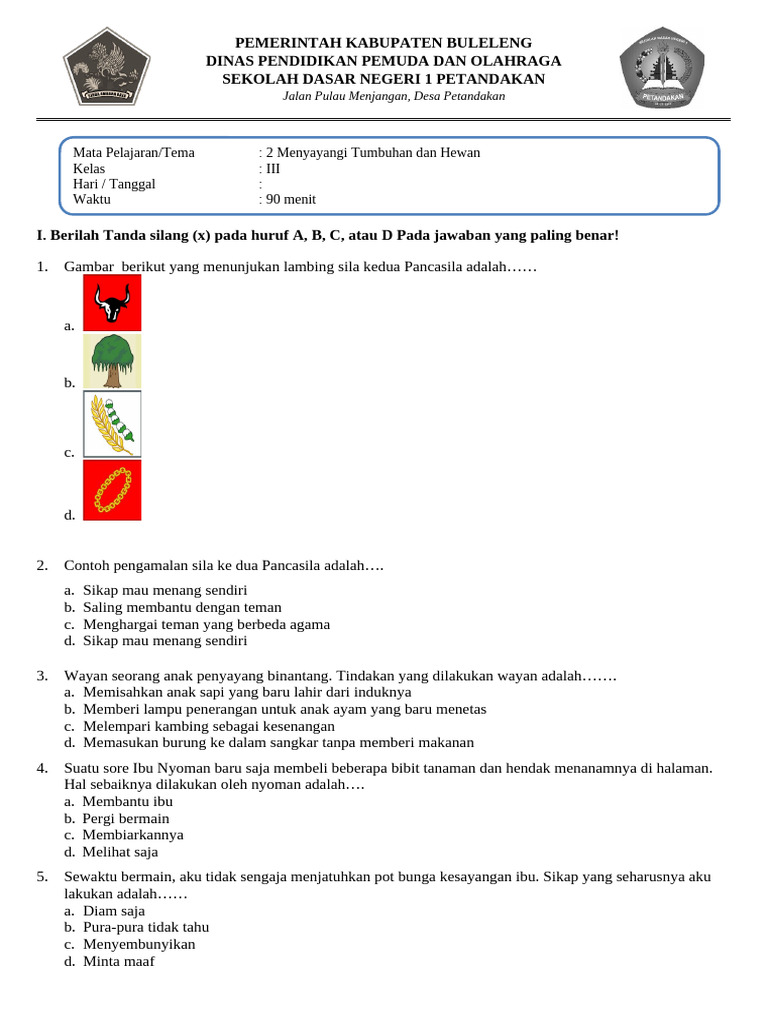 Soal PAS Tema 2 2023 | PDF
