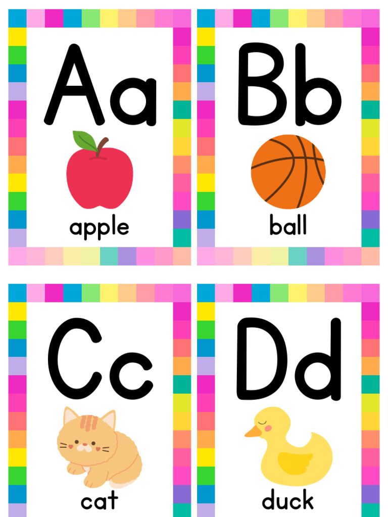 Rainbow Pastel Animal Alphabet Flashcards | PDF