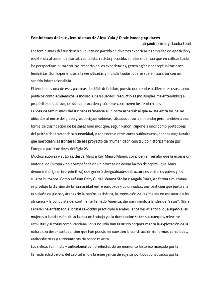 Feminismos Del Sur Pop y AY Ciriza-Korol | PDF