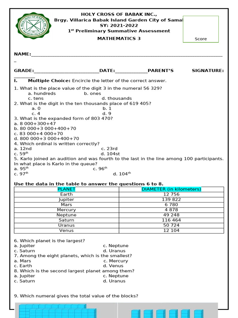 TEST QUESTIONER - MATH 3 Prelim | PDF