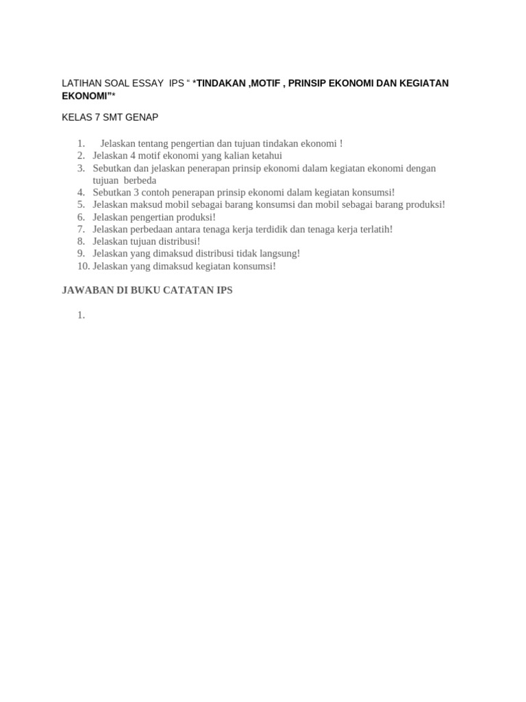 Latihan Soal Essay Ips | PDF