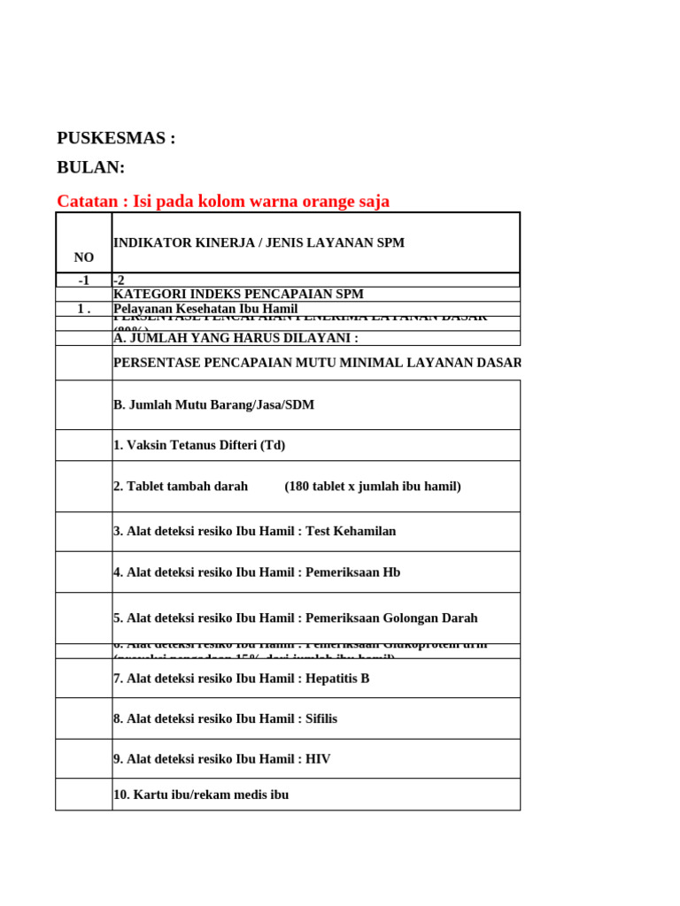 Format Laporan SPM-Puskesmas | PDF | Clinical Medicine | Self-Improvement