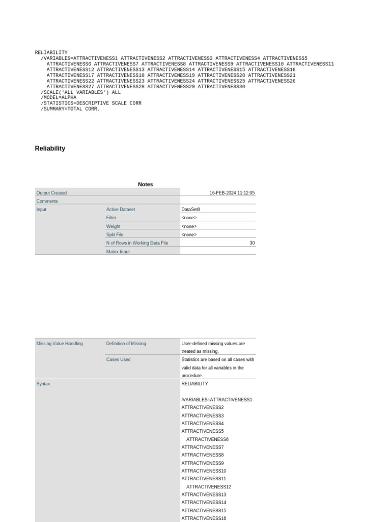 RELIABILITY OutPut | PDF