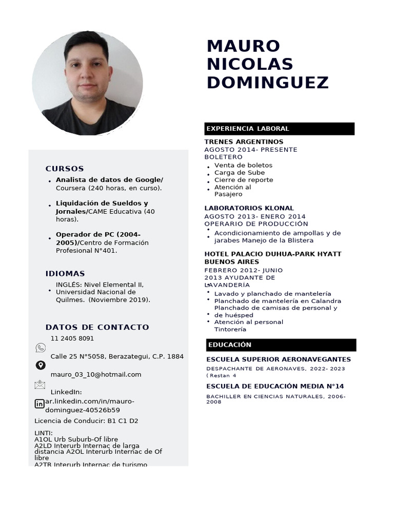 Nuevo CV Mauro Dominguez | PDF