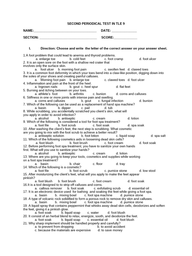 Second Periodical Test in TLE 9 | PDF