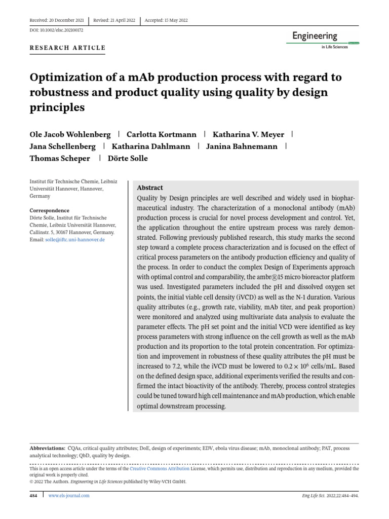 Optimization of mAb production process | PDF