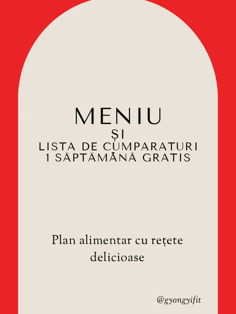 Plan Alimentar + Retete+ Lista de Cumparaturi Gratis PDF | PDF