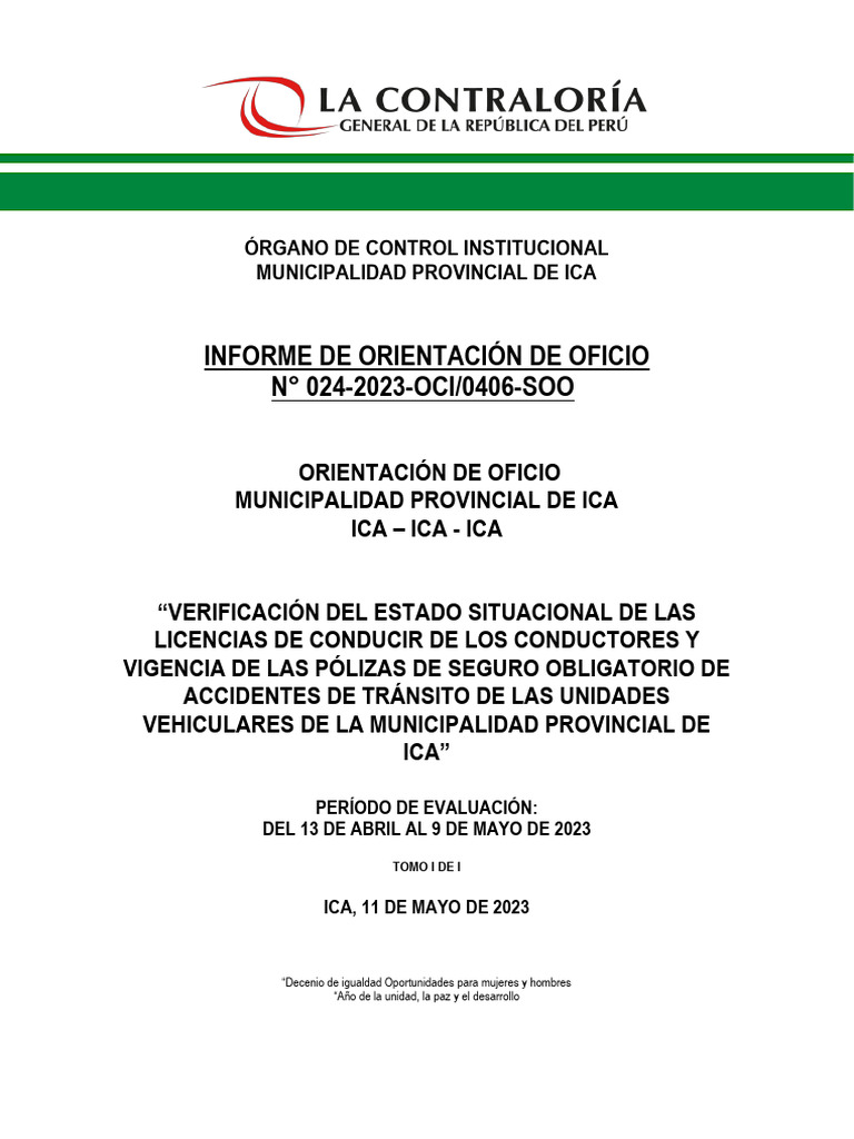 Informe de Orientación de Oficio N.º 024-2023-OCI-0406-SOO | PDF