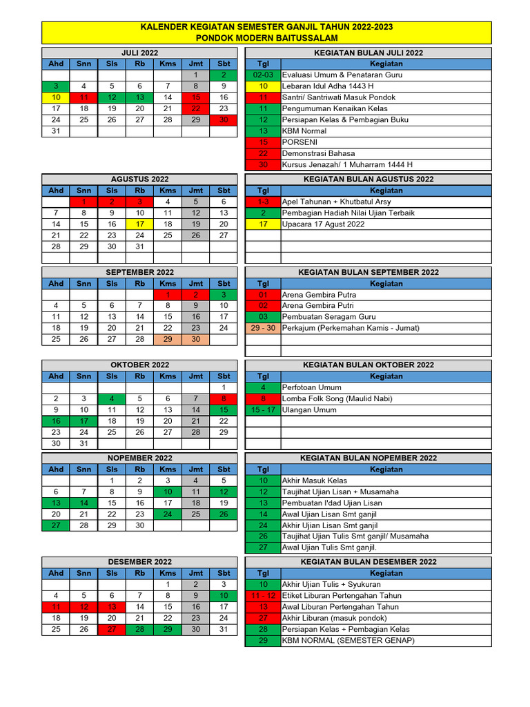 Rev.01 Kalender Kegiatan | PDF