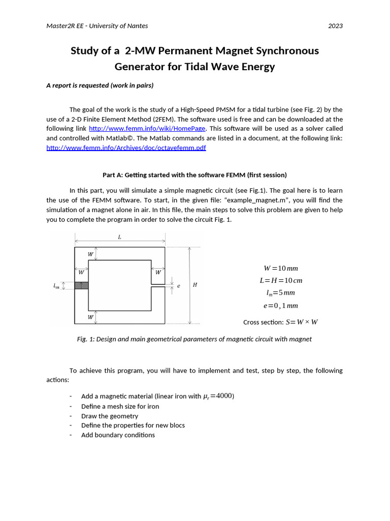 Project FEMM Design of PMSM | PDF