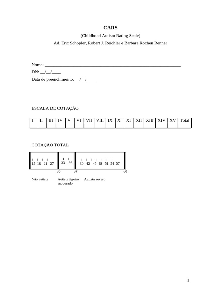 CARS (Autismo) | PDF