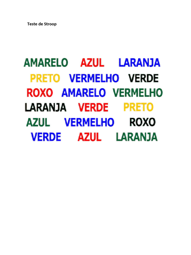 Teste de Stroop | PDF