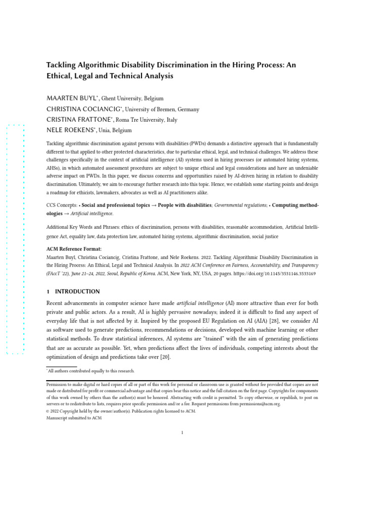 Tackling Algorithmic Disability Discrimination in | PDF