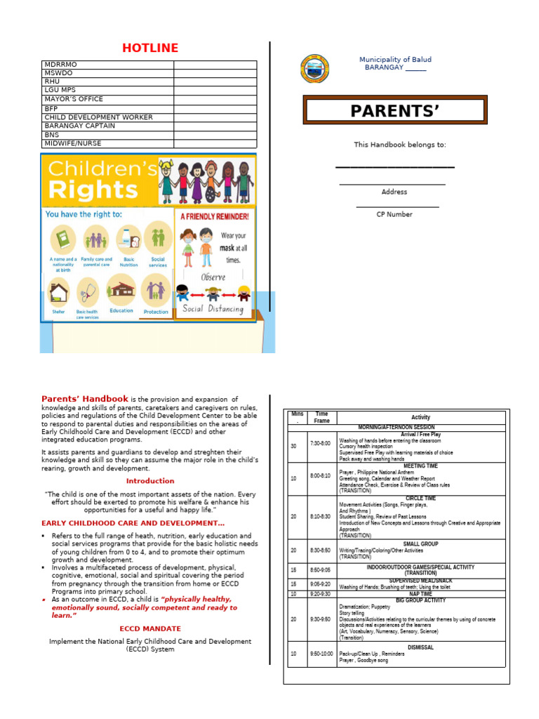 Parents Handbook | PDF | Children's Rights | Child Care
