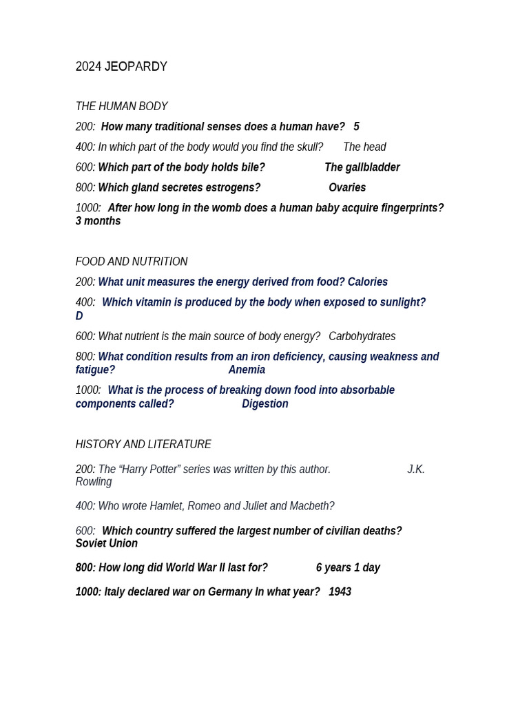 2024 Jeopardy | PDF