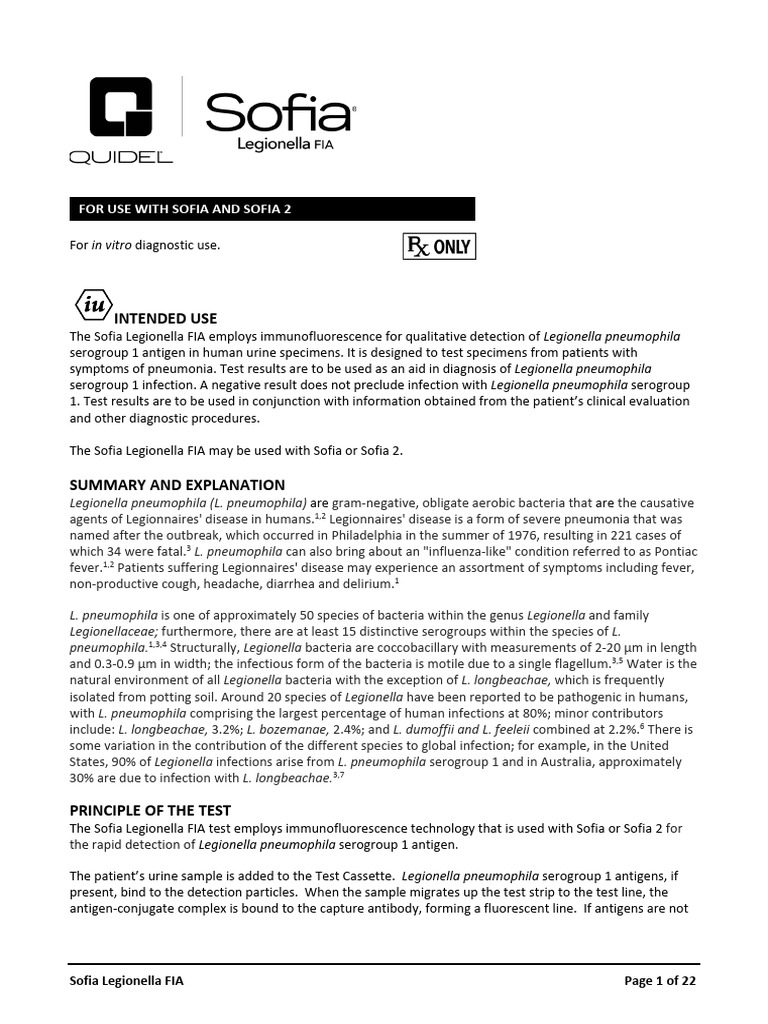 Sofia Legionella Pneumonia IFU | PDF