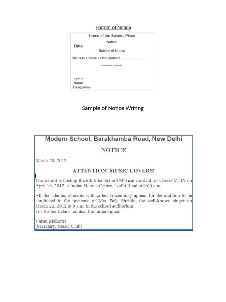 Notice Writing | PDF
