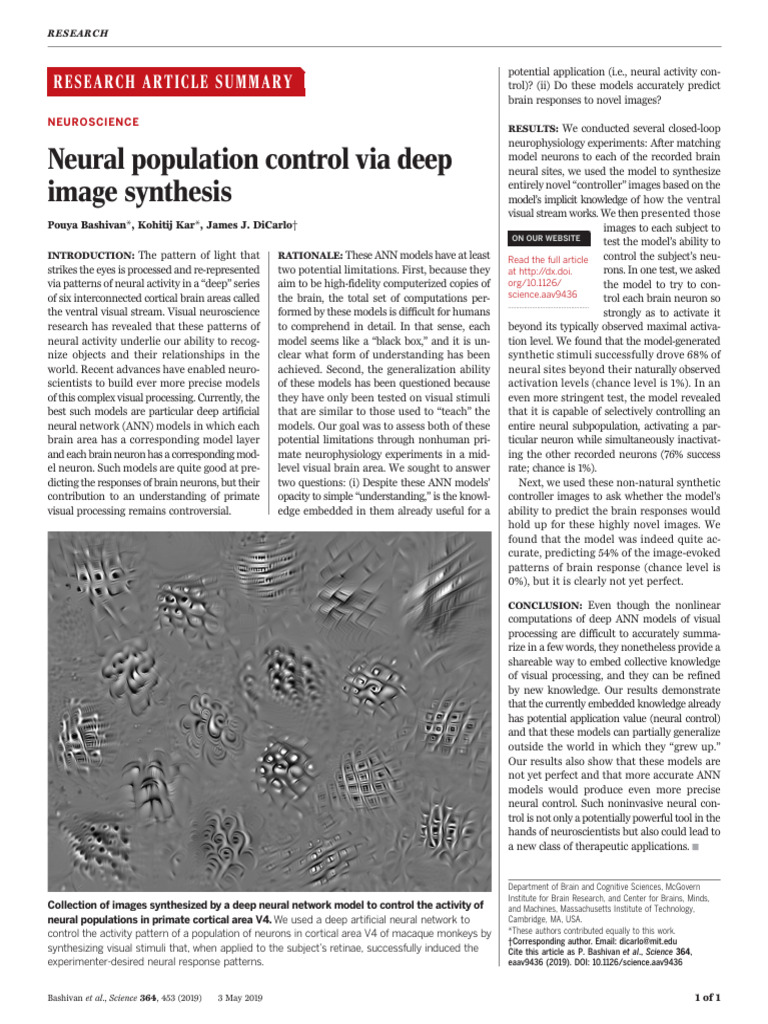 Bashivan-2019-Neural Population Control Via Deep Image Synthesis | PDF