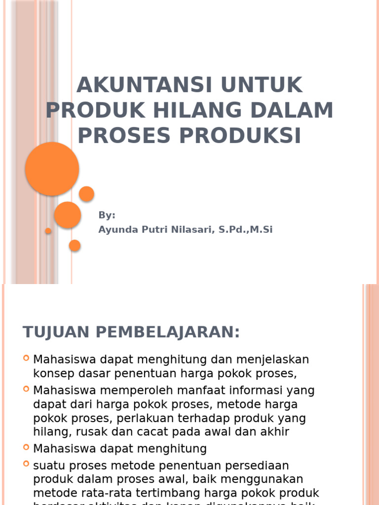 Bab 5 Akuntansi Produk Yang Rusak-Hilang | PDF