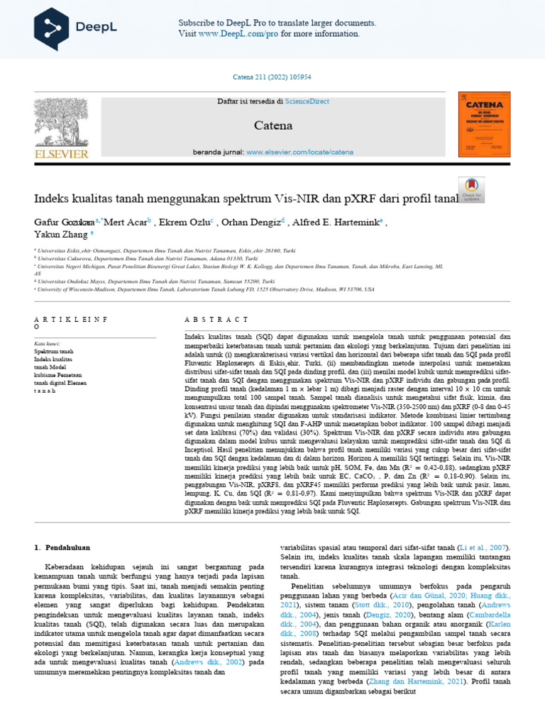 8 A Soil Quality Index Using Vis-NIR and PXRF Spectra of A Soil Profile ...