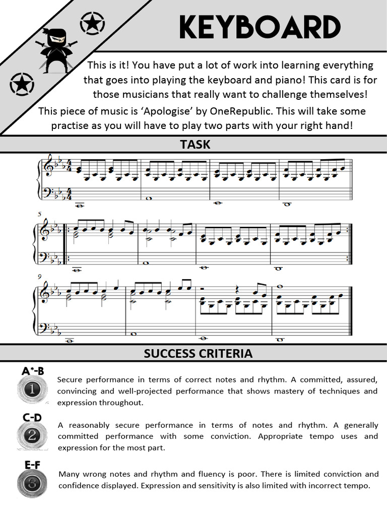 Keyboard - Ninja Level (School) | PDF